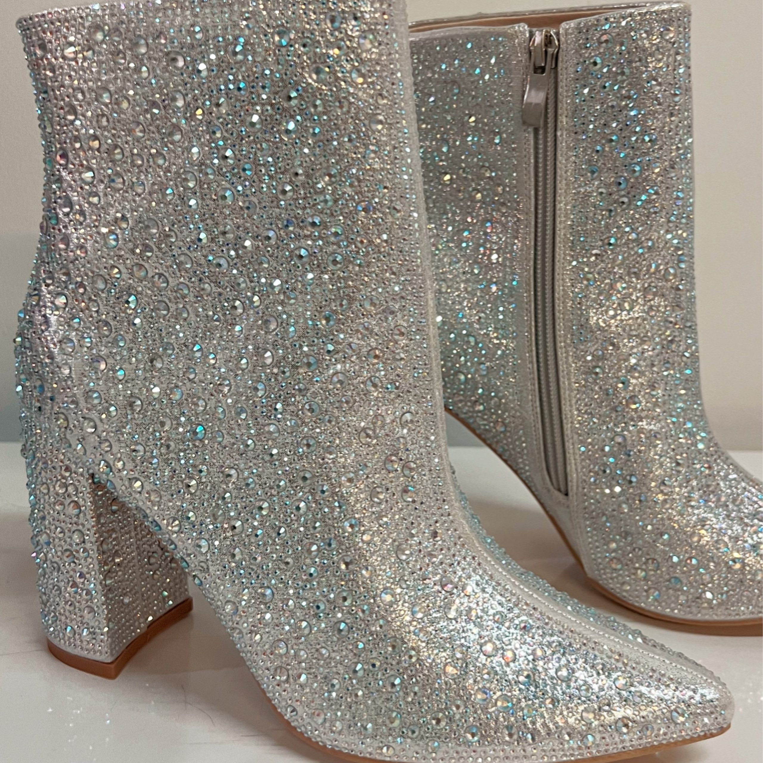 Brenley rhinestone booties - Kenz Boutique